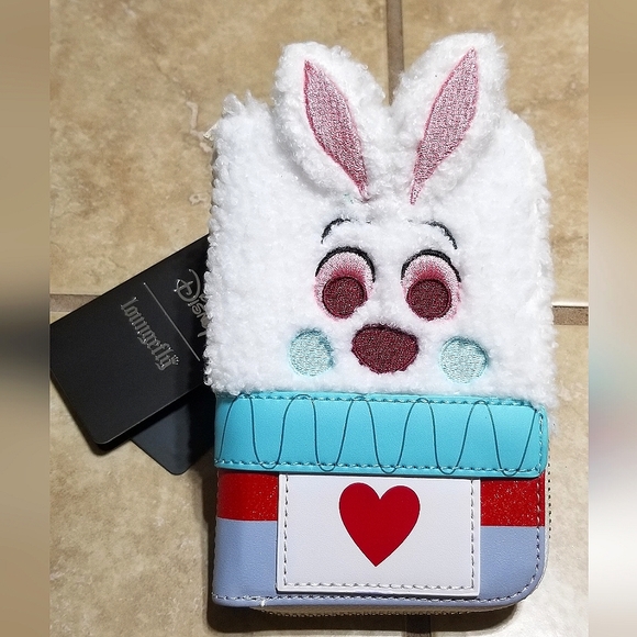 Loungefly | Bags | Loungefly Alice In Wonderland White Rabbit Fuzzy Zip ...